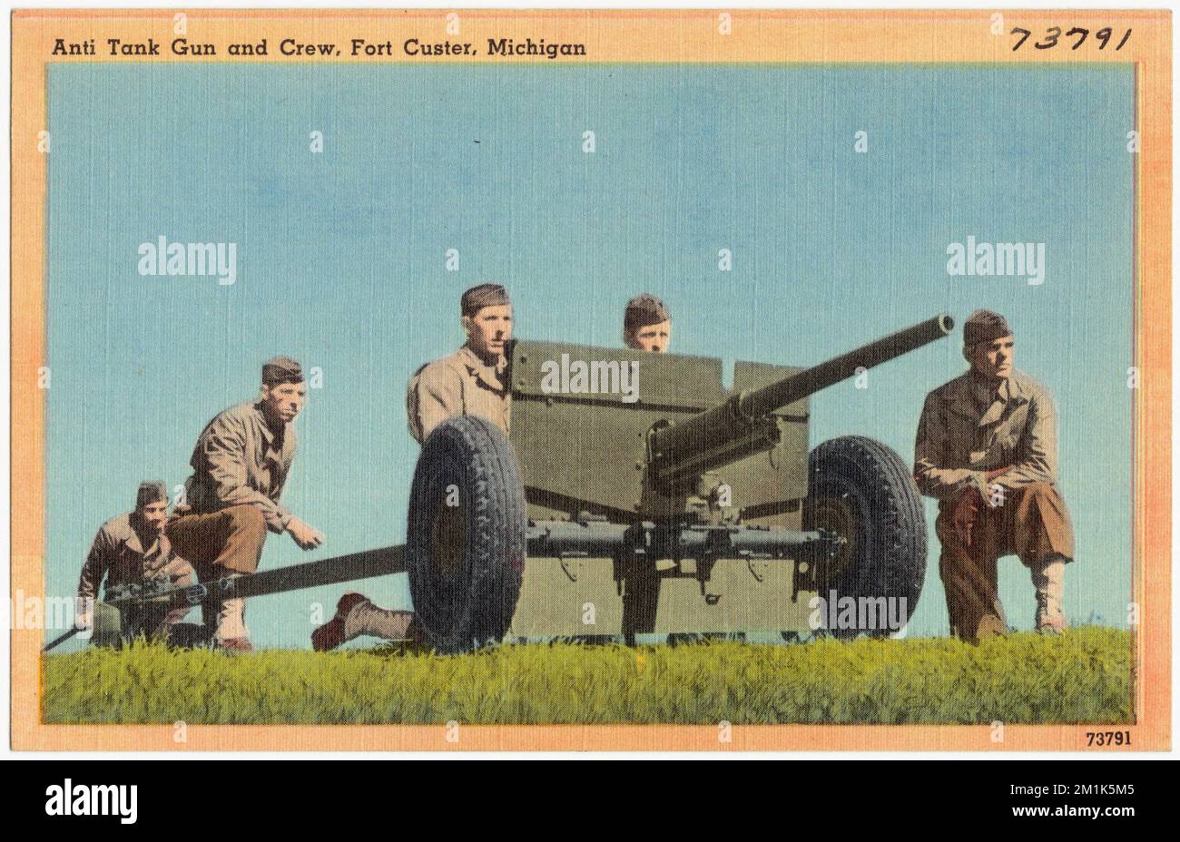 Anti tank gun and crew, Fort Custer, Michigan , Tichnor Brothers ...
