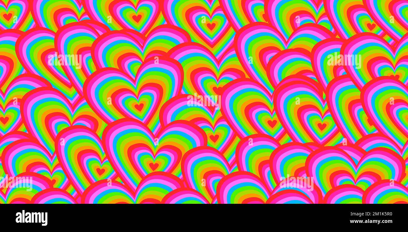 Abstract magenta rainbow trippy psychedelic seamless pattern in 70s ...