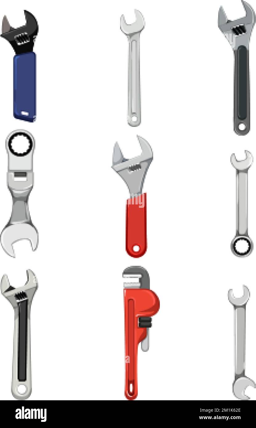 wrench tool set cartoon vector illustration Stock Vector Image & Art ...