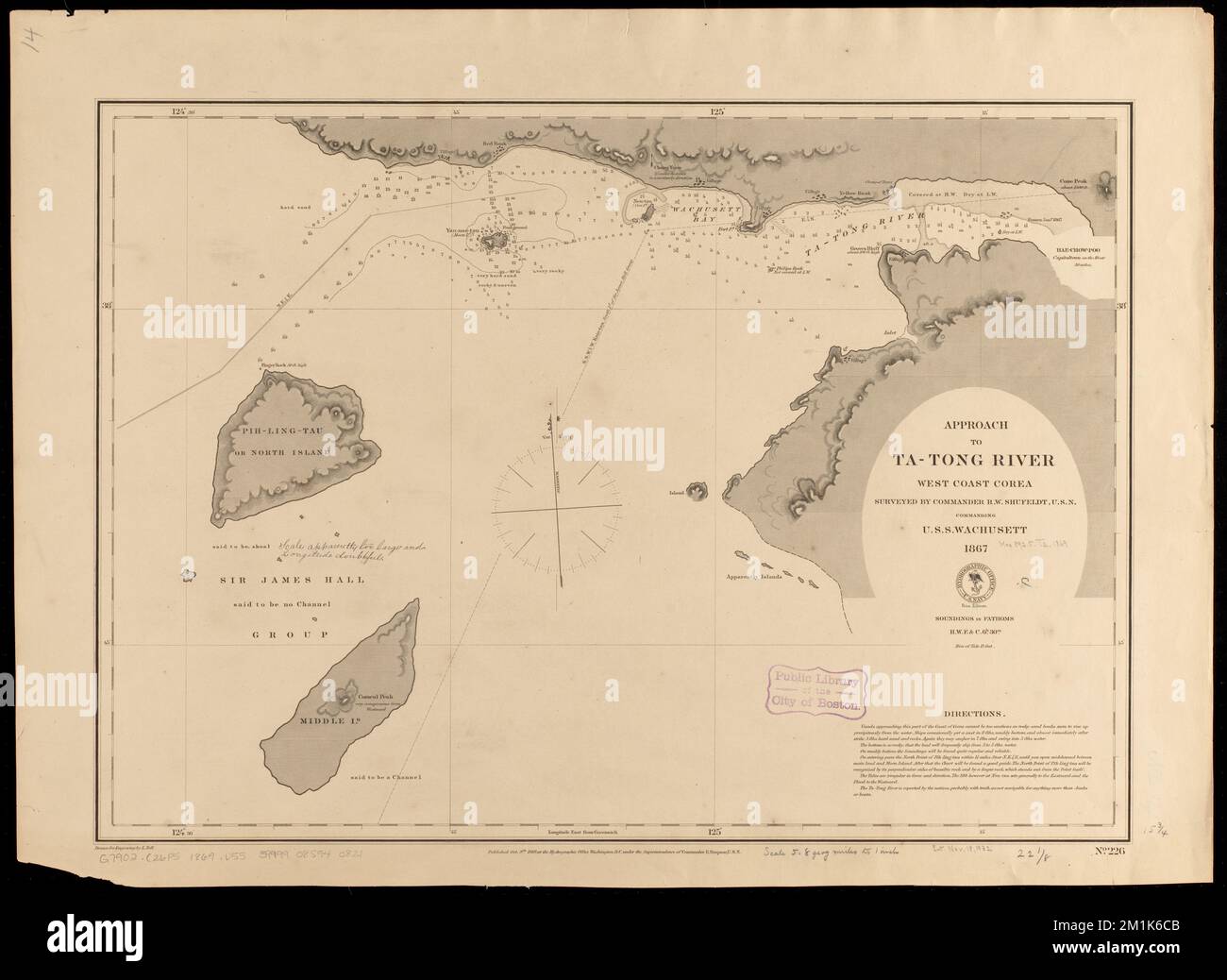 Approach to Ta-Tong River, west coast Corea , Nautical charts, Korea ...