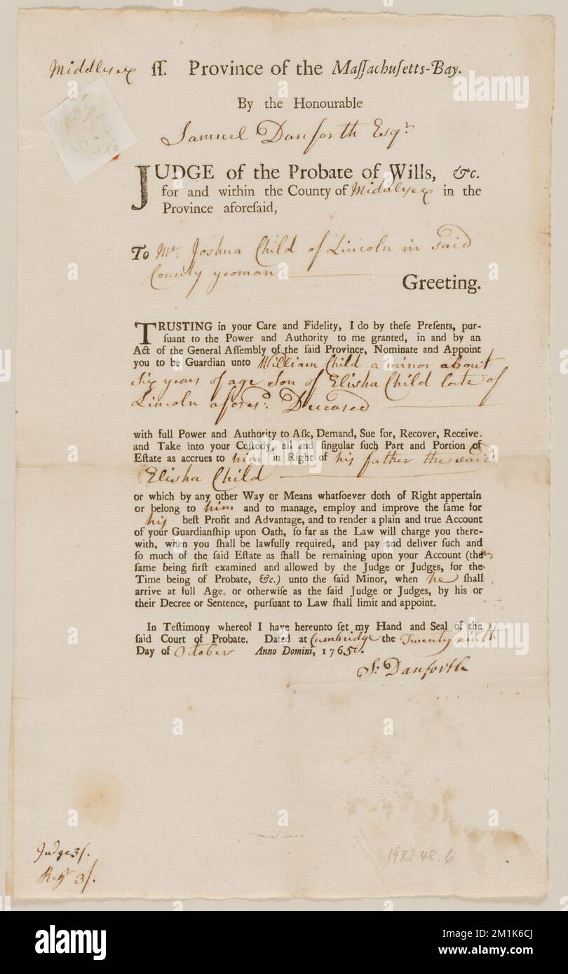 Appointment of Joshua Child as Guardian of Elisha Child and William ...