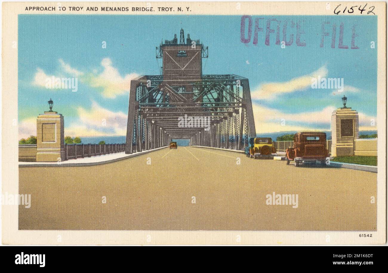 Approach to Troy and Menands Bridge, Troy, N. Y. , Bridges, Tichnor ...