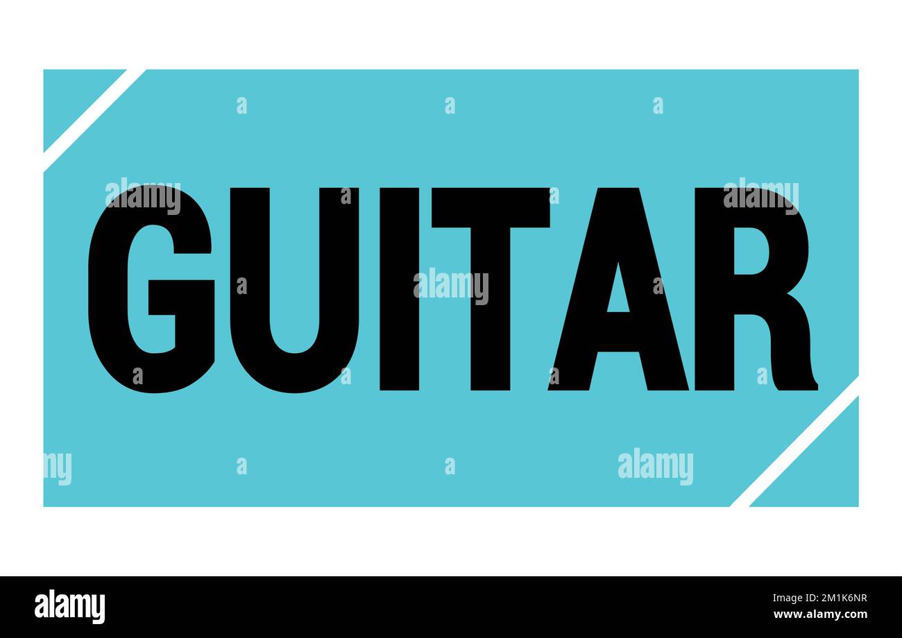 GUITAR text written on blue-black rectangle stamp sign Stock Photo - Alamy