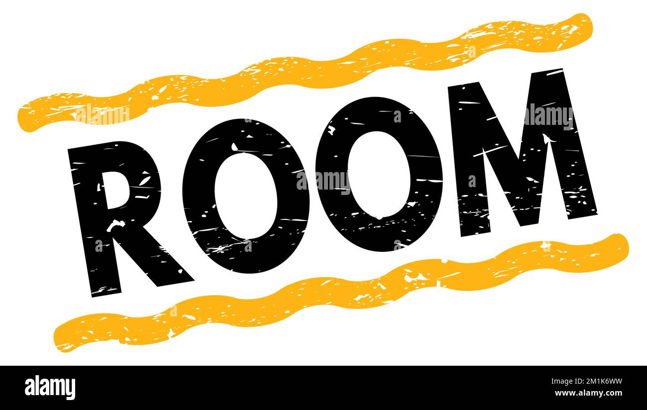 ROOM text written on yellow-black lines stamp sign Stock Photo - Alamy