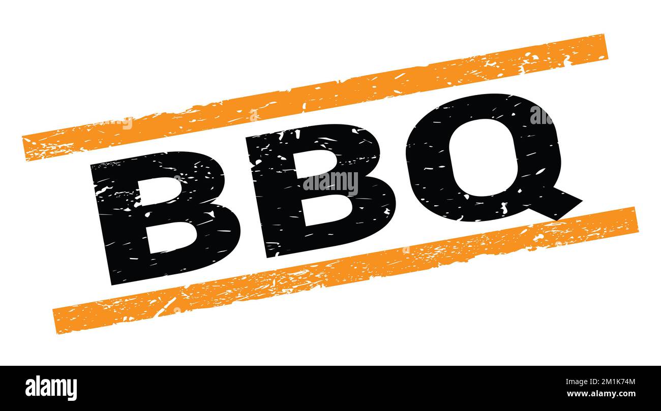 BBQ text written on orange rectangle stamp sign Stock Photo - Alamy