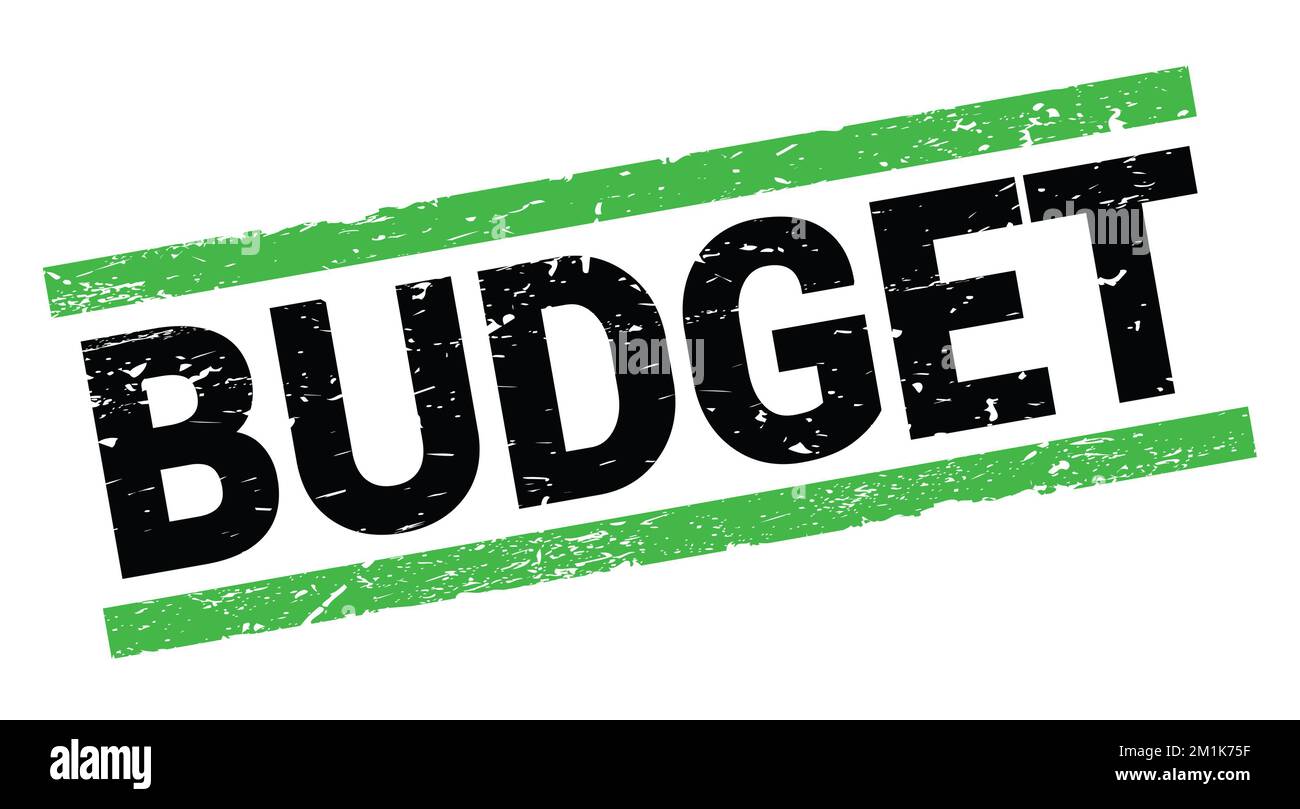 BUDGET text written on green rectangle stamp sign Stock Photo - Alamy