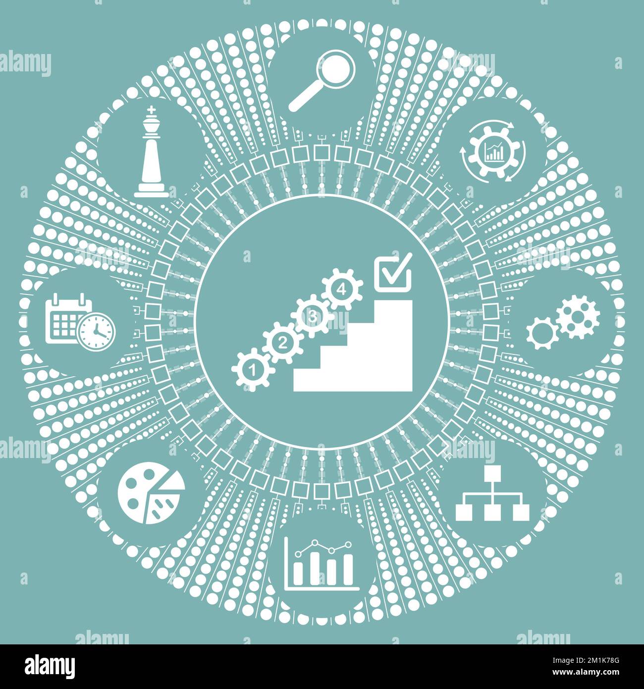 Concept of action plan with connected icons Stock Photo - Alamy