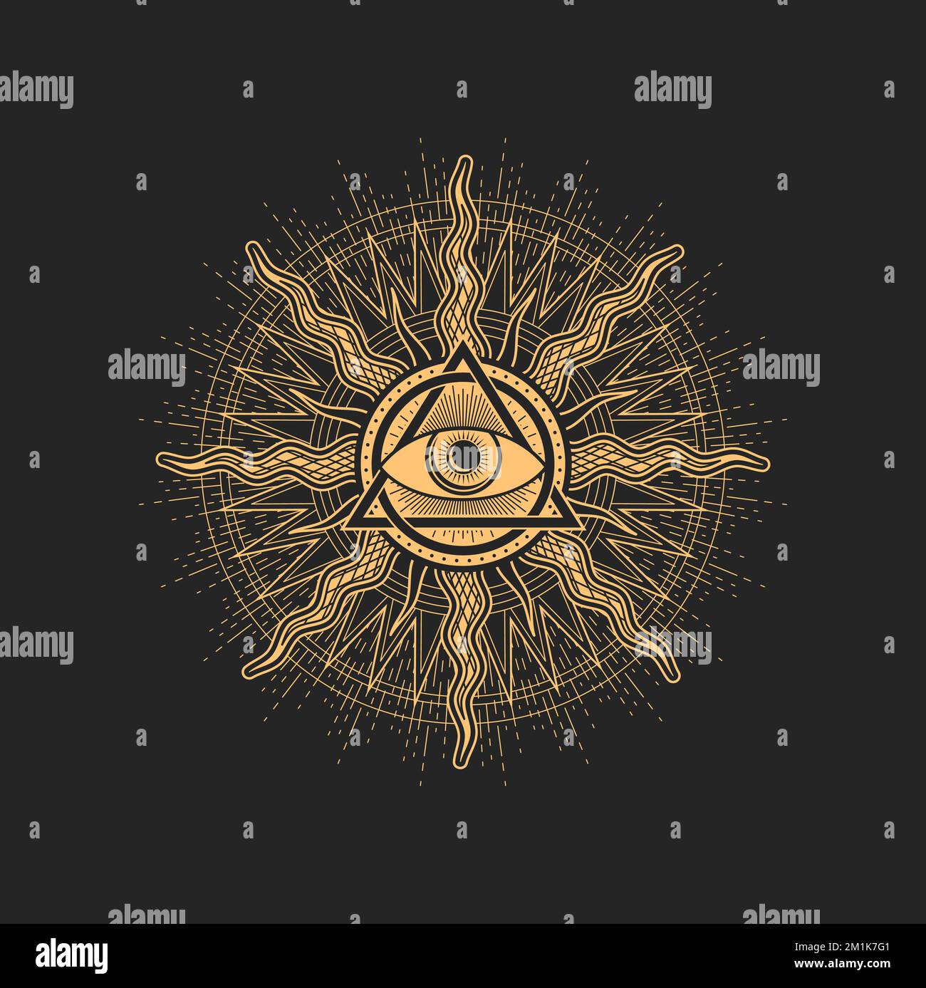 Sun And Eye Esoteric Occult Pentagram Magic Tarot Sign Egyptian All