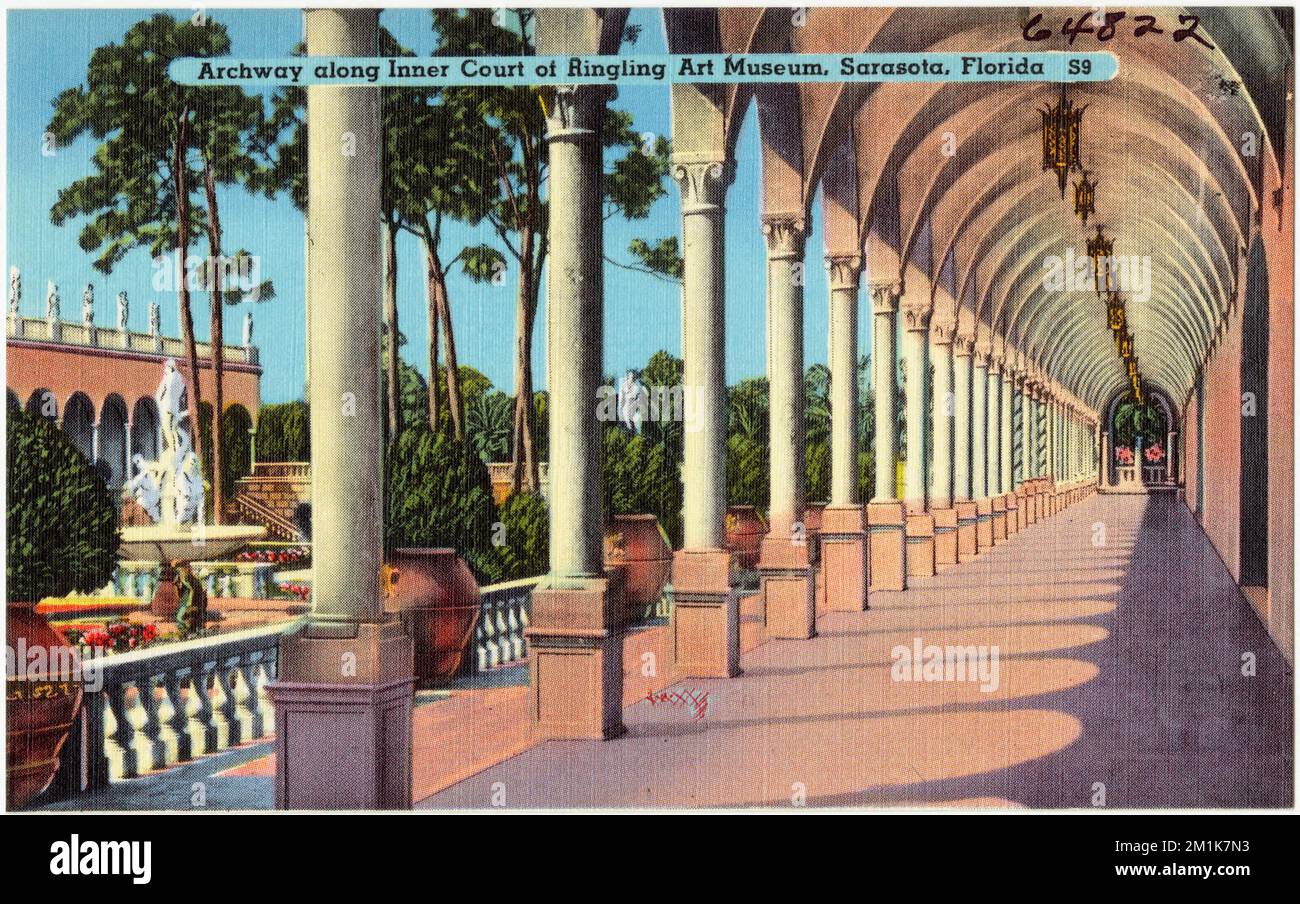 Archway along inner court of Ringling Art Museum, Sarasota, Florida ...
