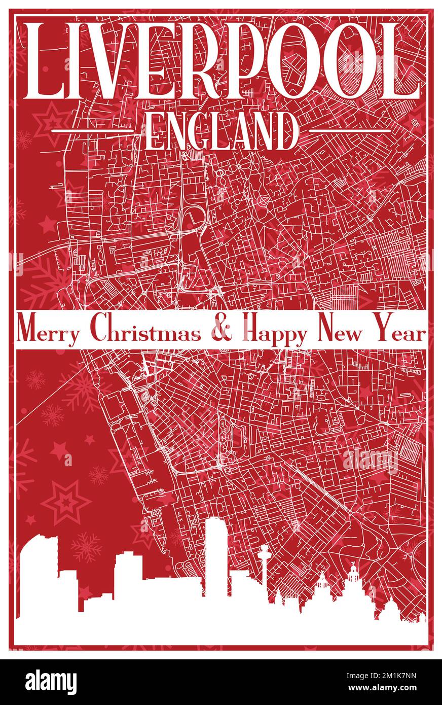 Christmas postcard of the downtown LIVERPOOL, ENGLAND Stock Vector ...