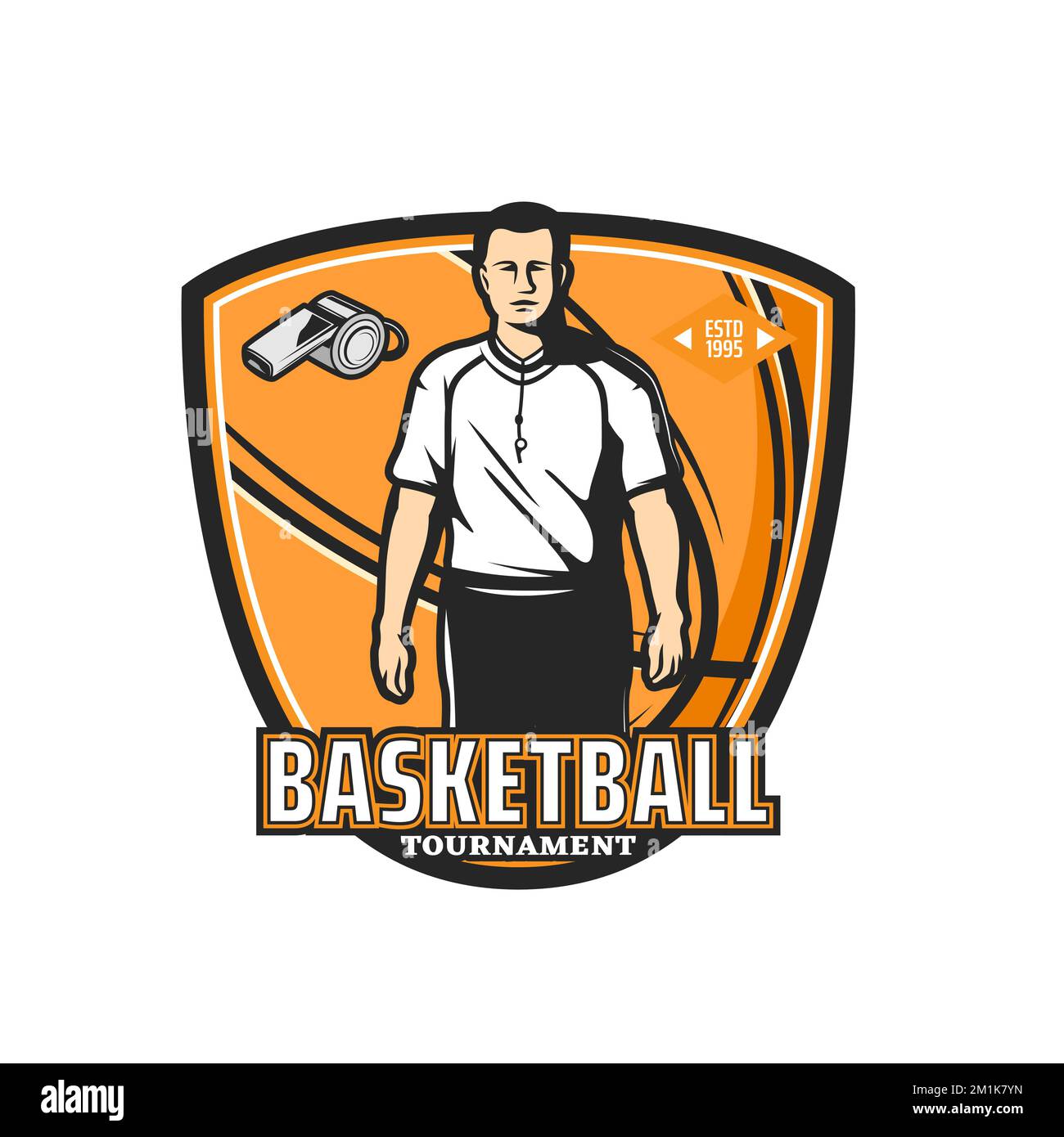Basketball referee icon. Ball team sport game competition vintage ...