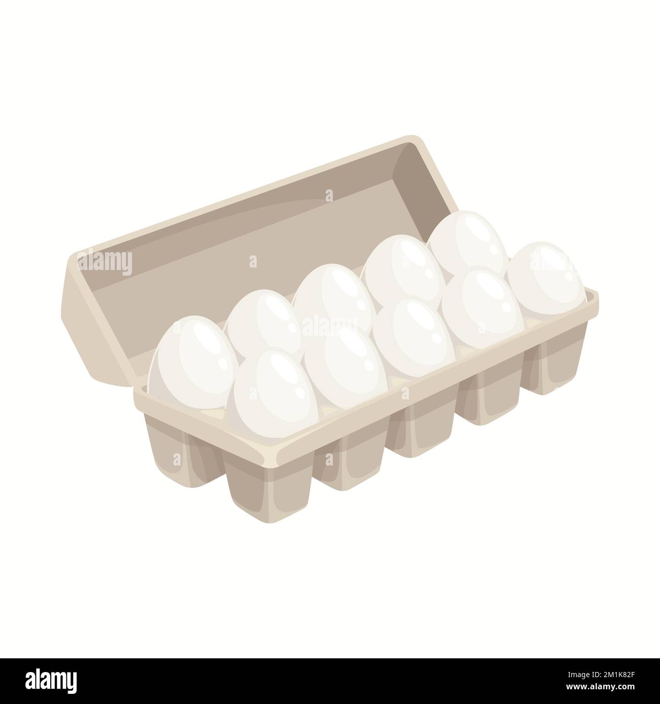 Cartoon eggs in tray isolated vector chicken eggs in carton box on ...