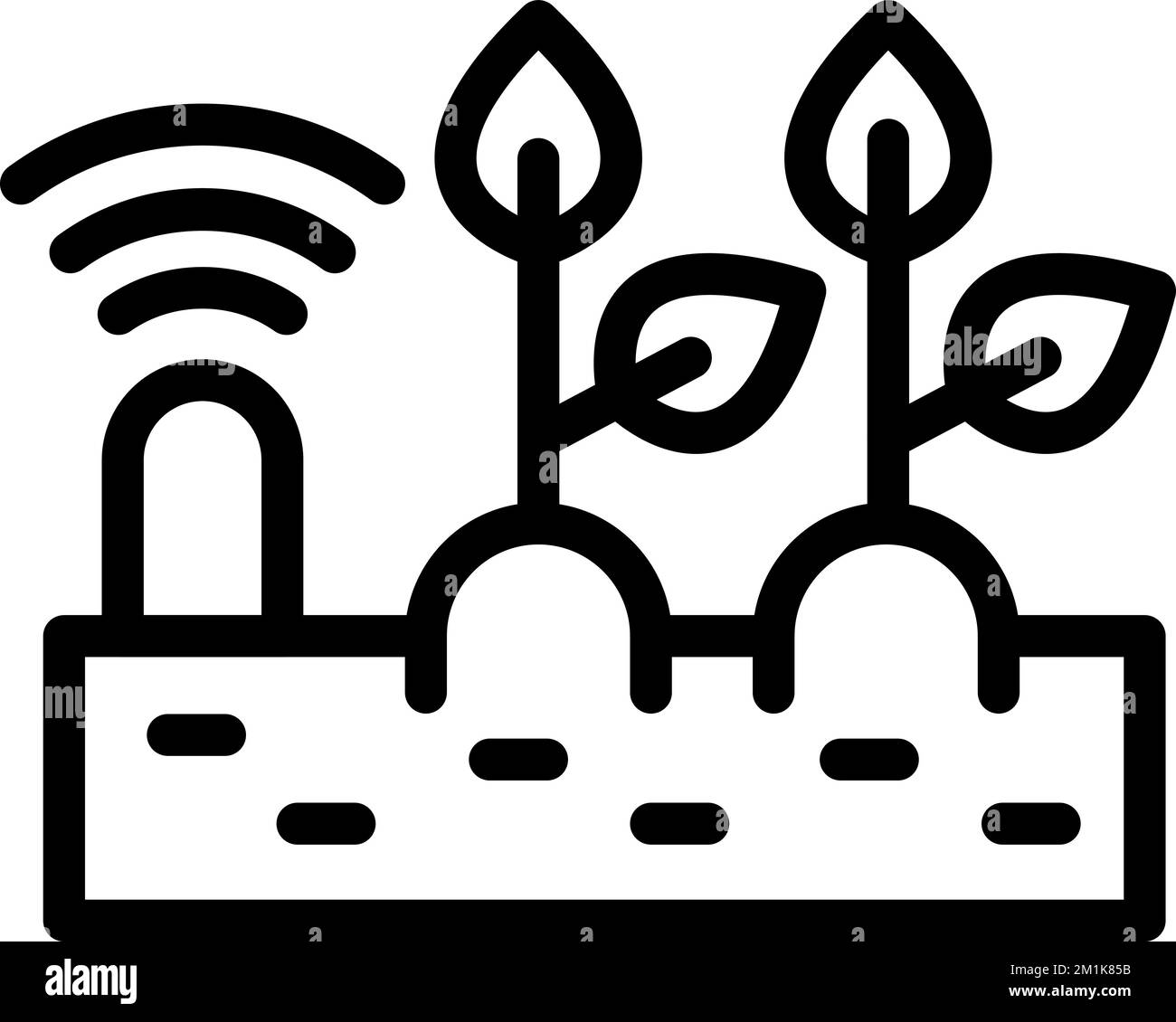 Wifi plant control icon outline vector. Digital future. Food sensor ...