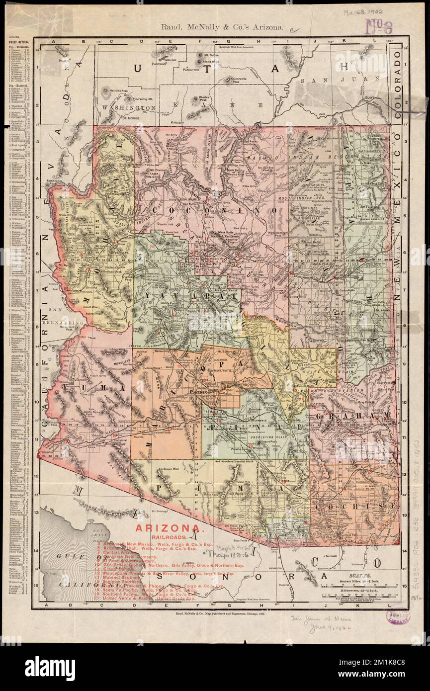 Arizona , Railroads, Arizona, Maps, Arizona, Maps Norman B. Leventhal ...