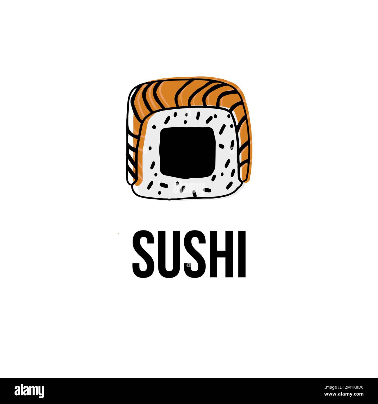 Sushi logo symbol illustration in doodle style isolated on white Stock ...