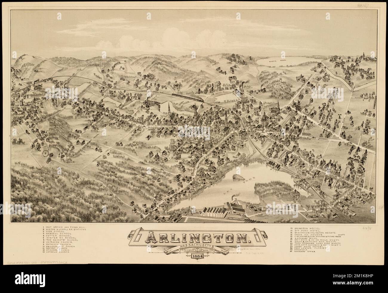 Arlington, Massachusetts : 1884 , Arlington Mass., Aerial views Norman ...