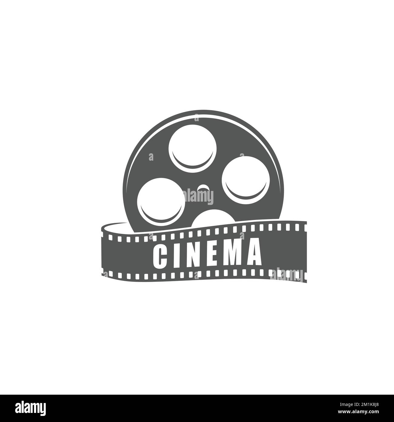 Cinema icon of camera film reel, movie or motion picture theater vector symbol. Cinematograph ...