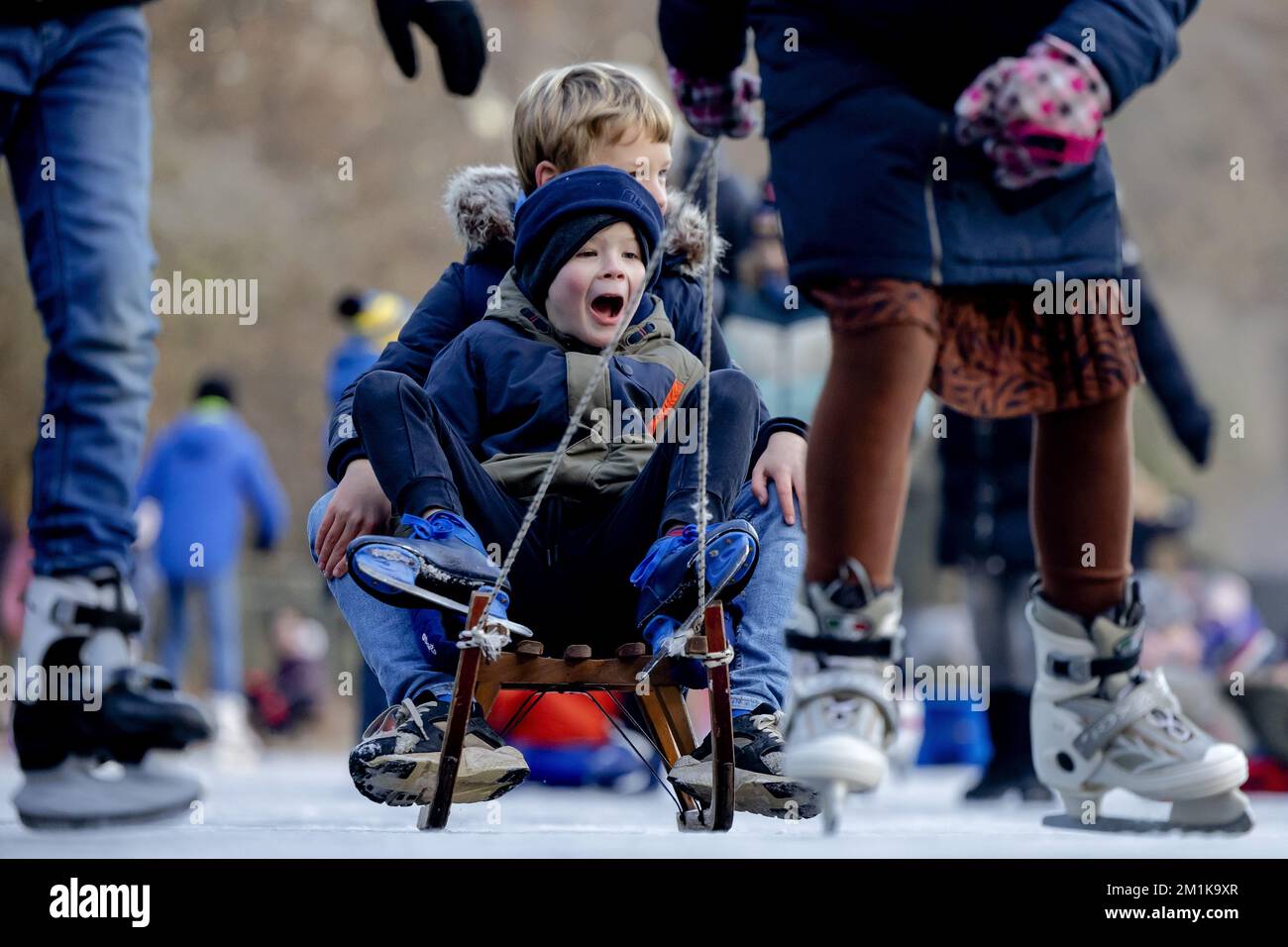 DOORN - Netherlands, 13/12/2022, Ice fun on natural ice. The Doornsche ...
