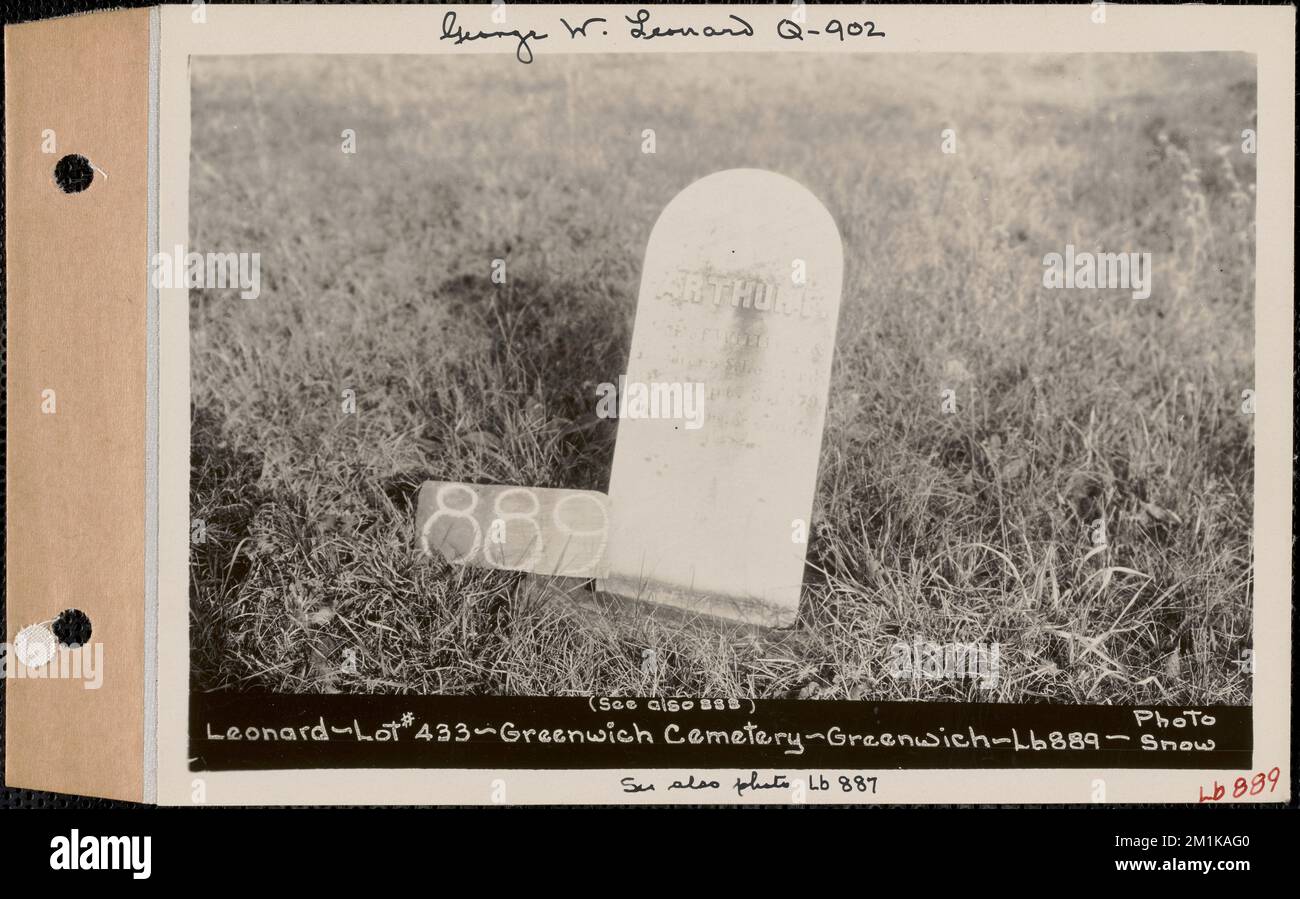 Arthur F. Leonard, Greenwich Cemetery, Old section, lot 433, Greenwich, Mass., ca. 1930-1931 ...