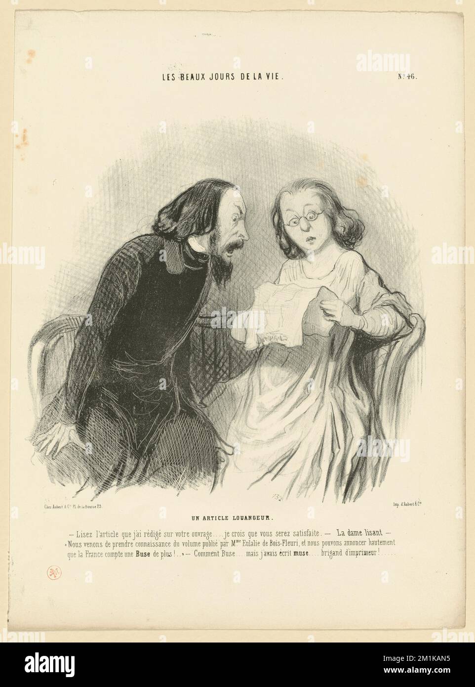 Un article louangeur. Honoré Daumier (1808-1879). Lithographs Stock ...