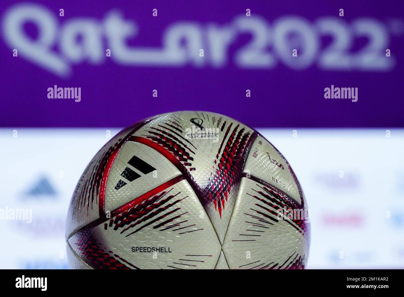 The Adidas Al Hilm football, which will be used during the World Cup ...