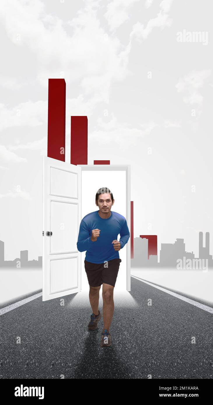 Business man running on street hi-res stock photography and images - Alamy