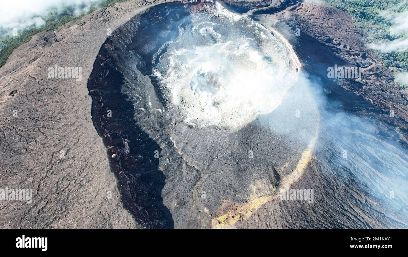 Aerial view of Mount Slamet or Gunung Slamet is an active stratovolcano ...