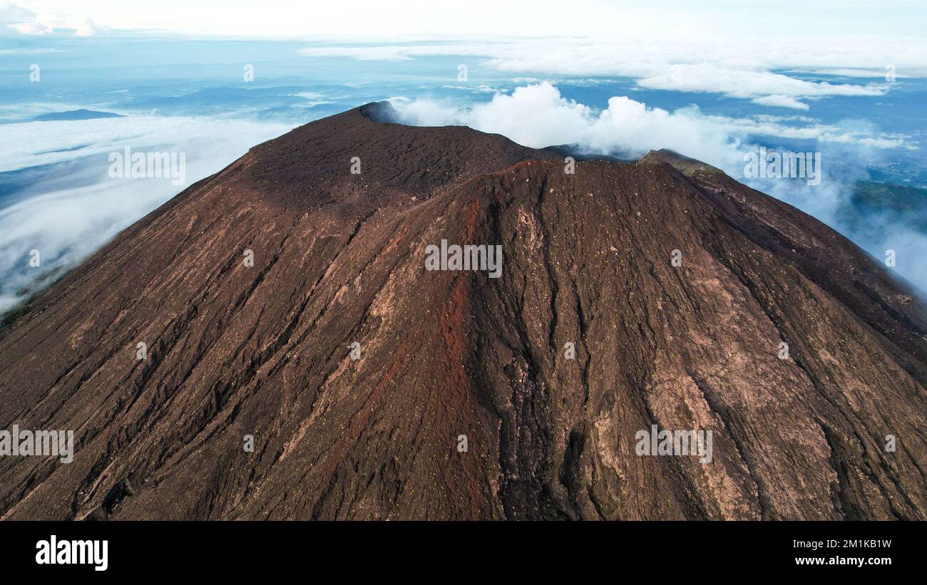 Aerial view of Mount Slamet or Gunung Slamet is an active stratovolcano ...