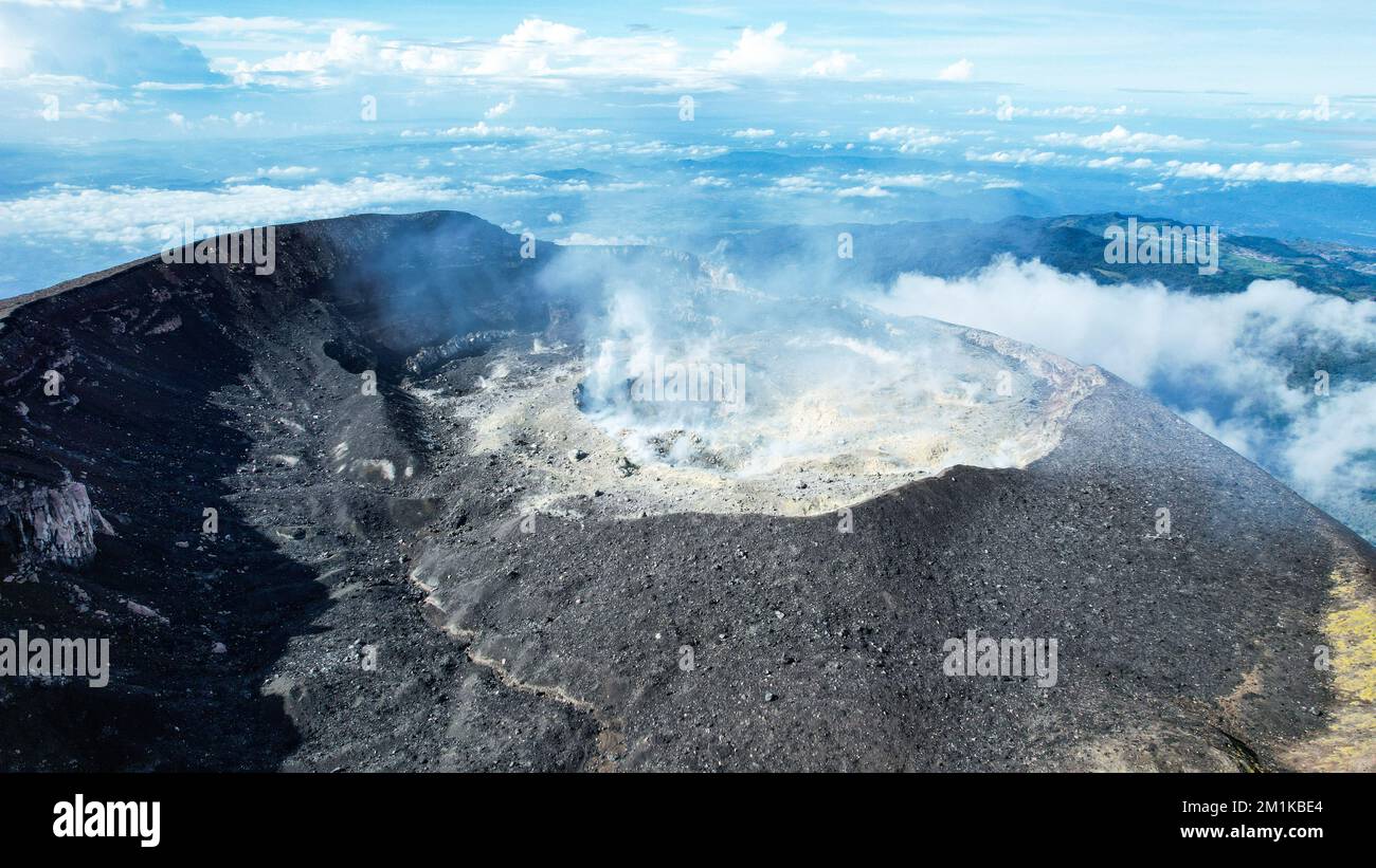 Aerial view of Mount Slamet or Gunung Slamet is an active stratovolcano ...