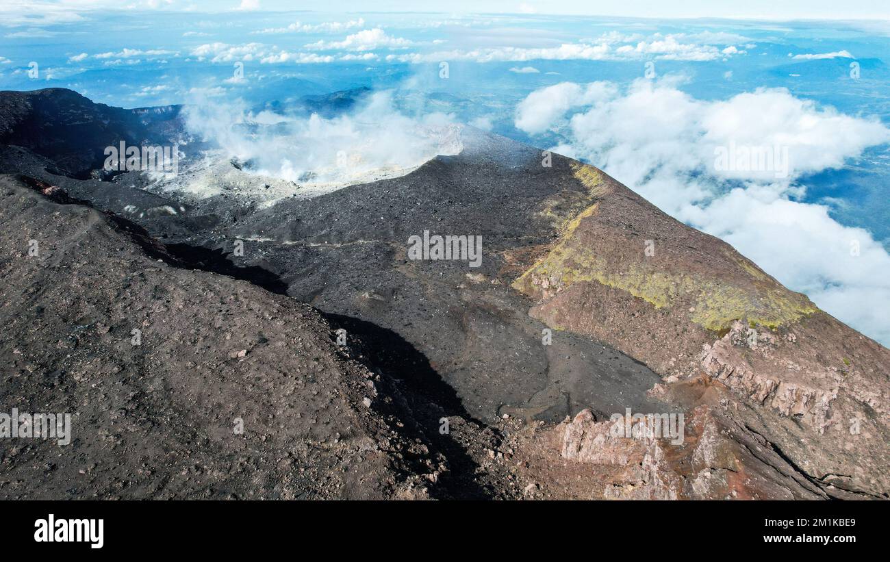 Aerial view of Mount Slamet or Gunung Slamet is an active stratovolcano ...