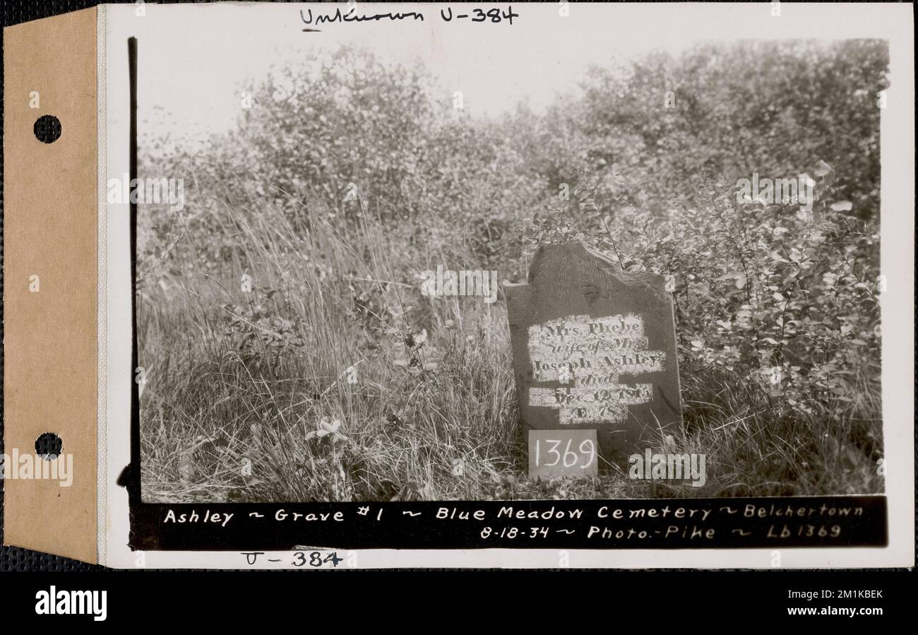 Ashley, Blue Meadow Cemetery, Grave no. 1, Belchertown, Mass., Aug. 18, 1934 : Unknown, U-384 ...