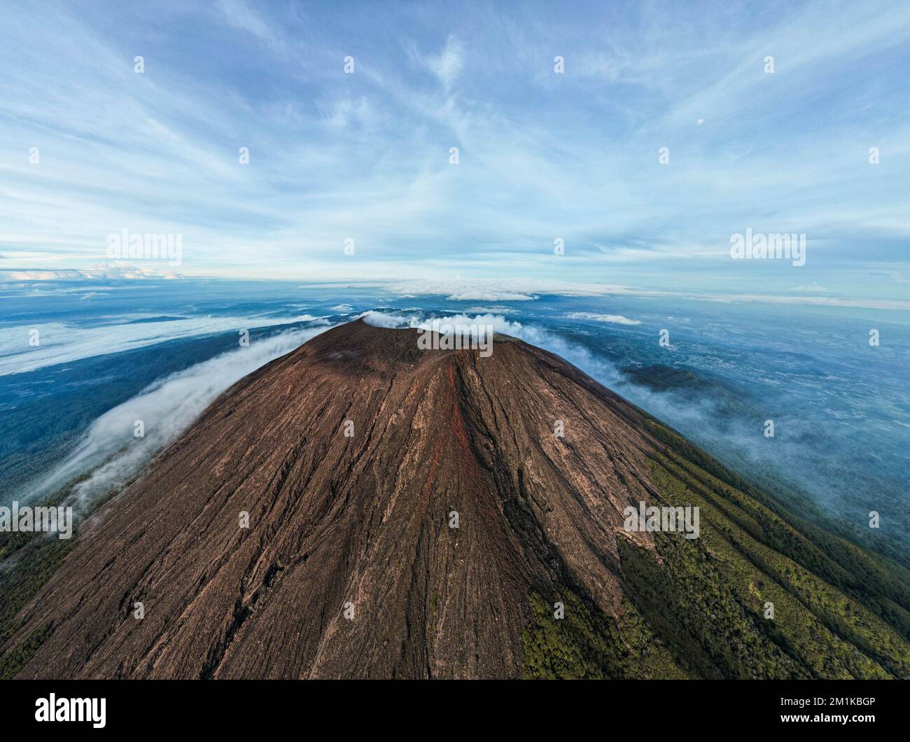 Aerial view of Mount Slamet or Gunung Slamet is an active stratovolcano ...