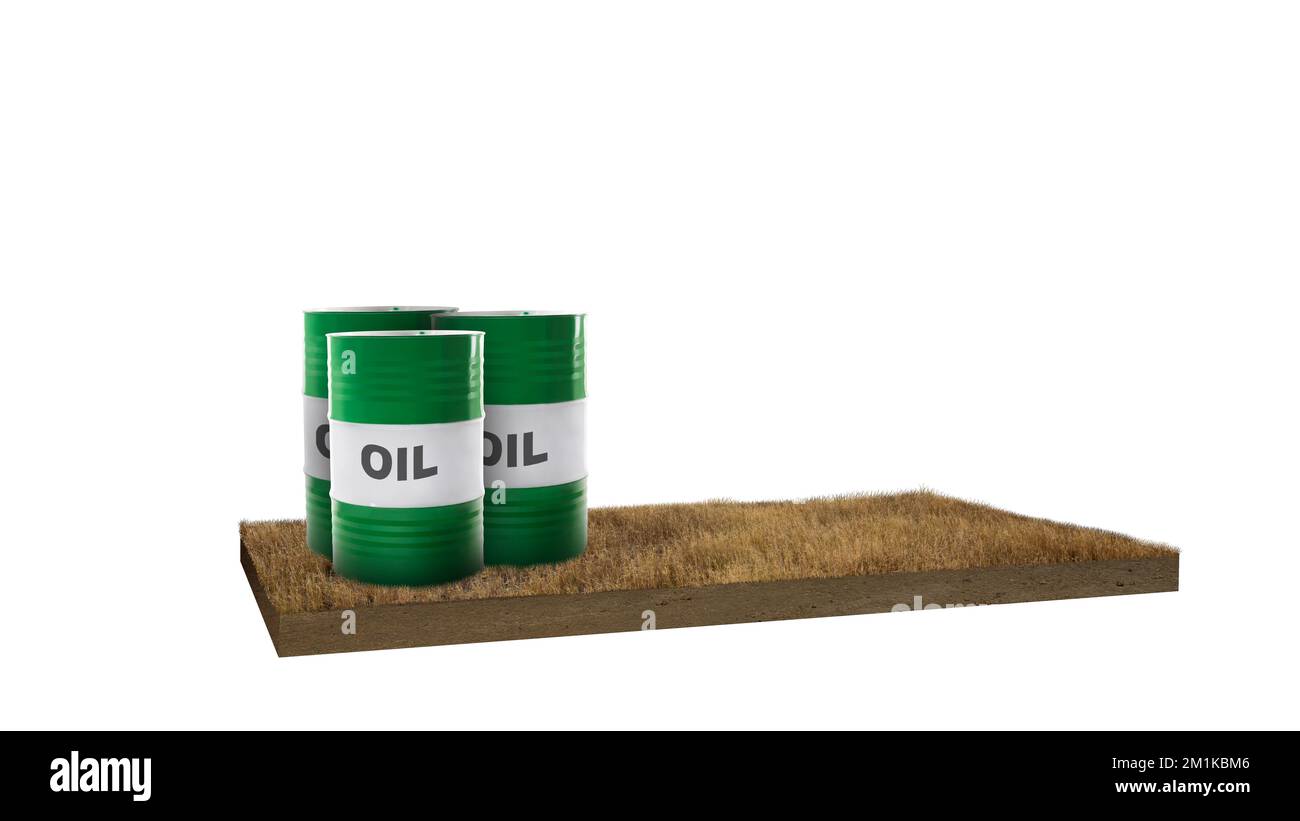 Oil barrels on white background Stock Photo - Alamy