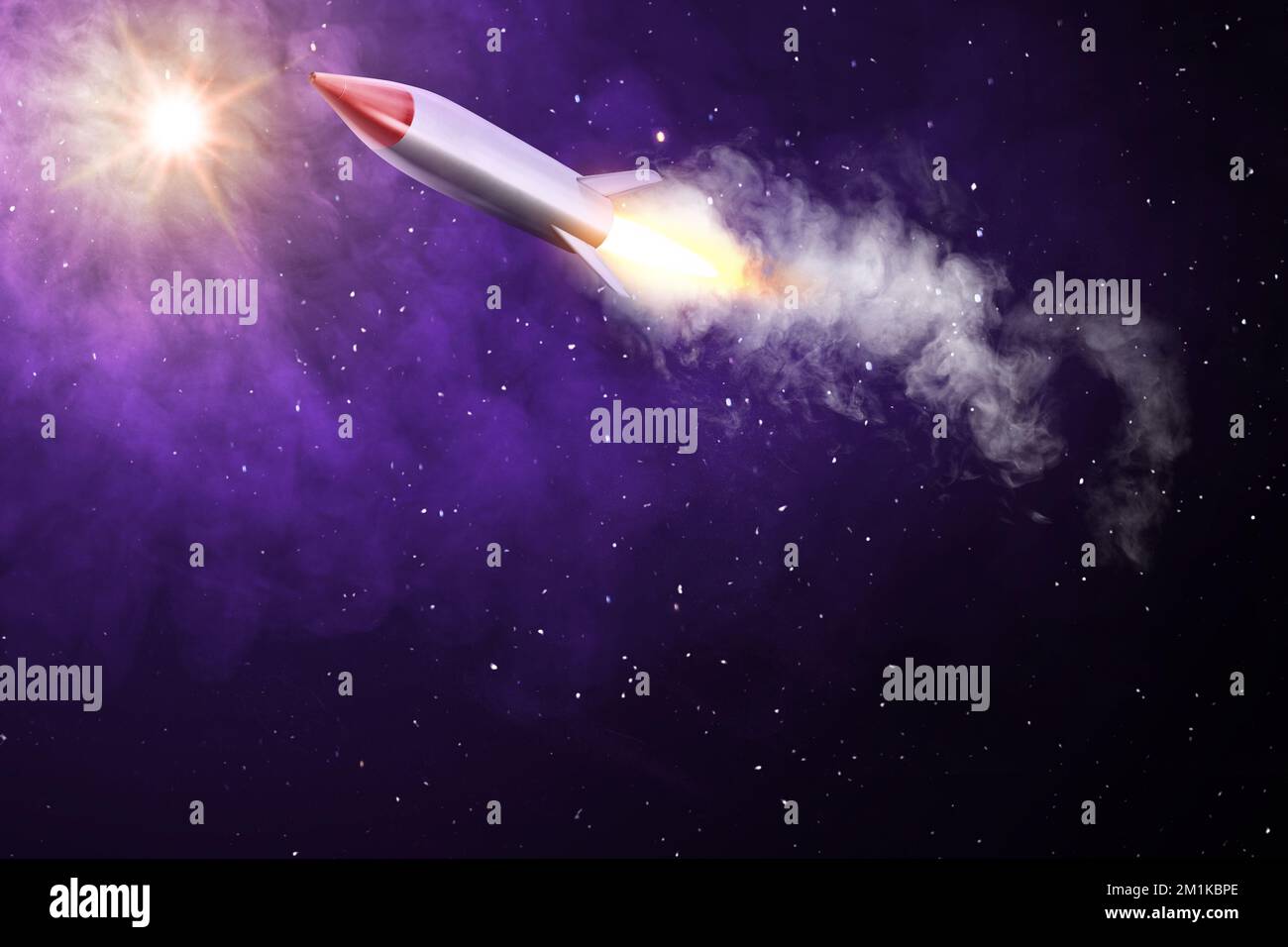 Flying rockets in space. National Science Day Stock Photo - Alamy