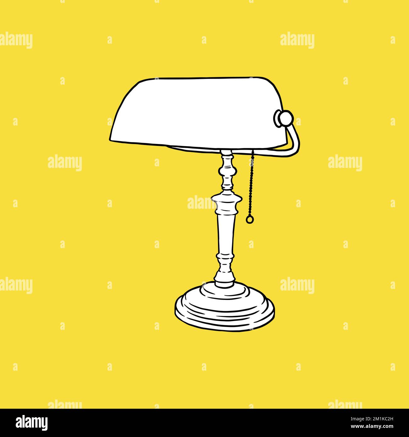 Desk Lamp Icon, Office Concept, Sketch and Vintage style. - Vector ...