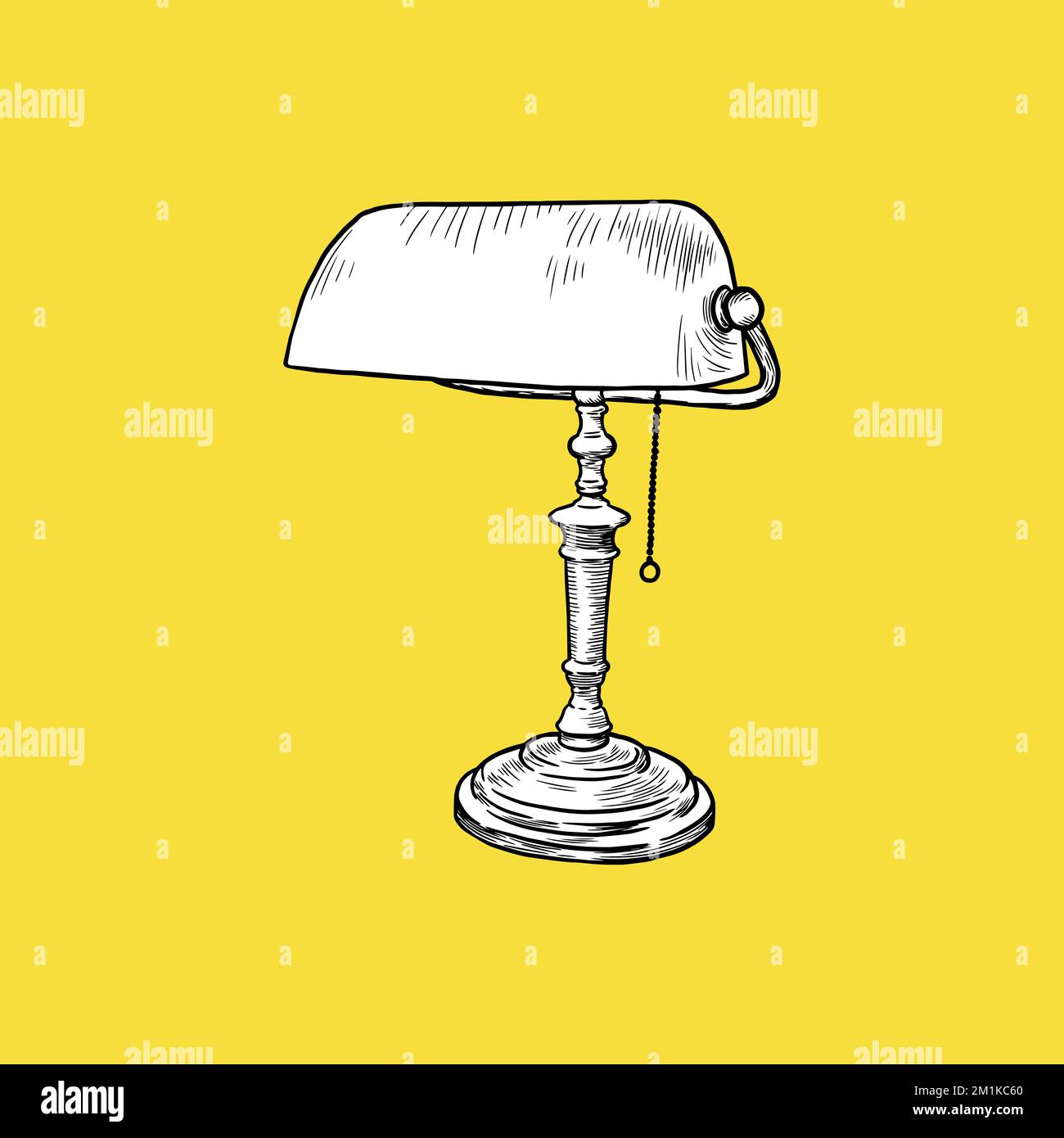 Desk Lamp Icon, Office Concept, Sketch and Vintage style. - Vector ...