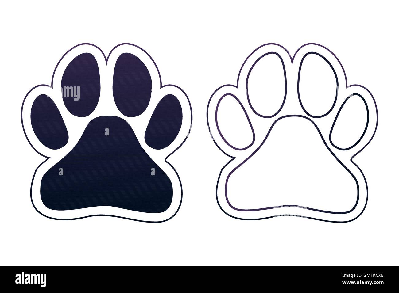 Set paw dog print, foot puppy in cartoon style silhouette isolated on ...