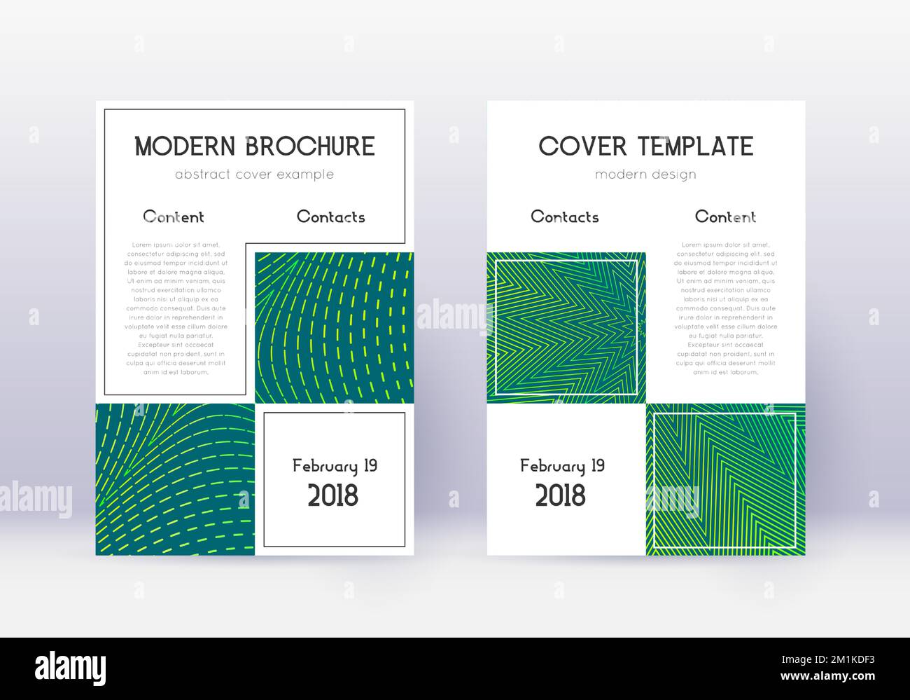 Business cover design template set. Green abstract lines on dark ...