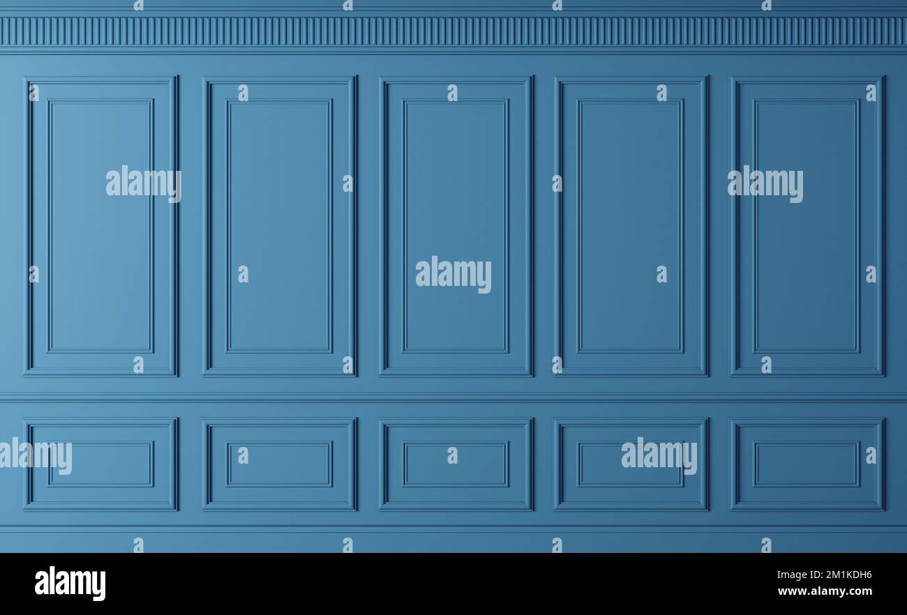 Classic wall of dark blue wood panels Stock Photo - Alamy