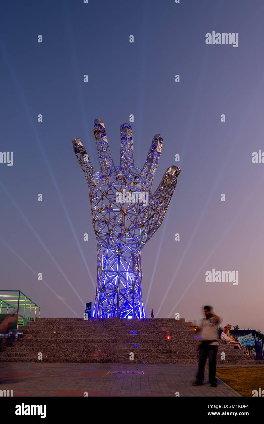 Anti-corruption Monument of Rwanda in West Bay Doha City Stock Photo ...