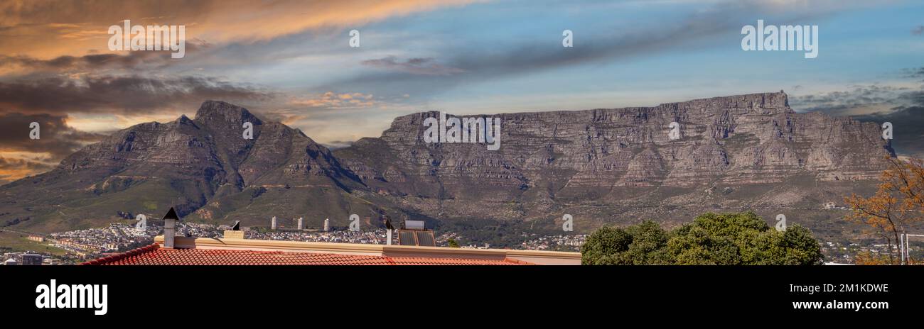 panoramic view of Table Top Mountain in Cape Town South Africa Stock ...