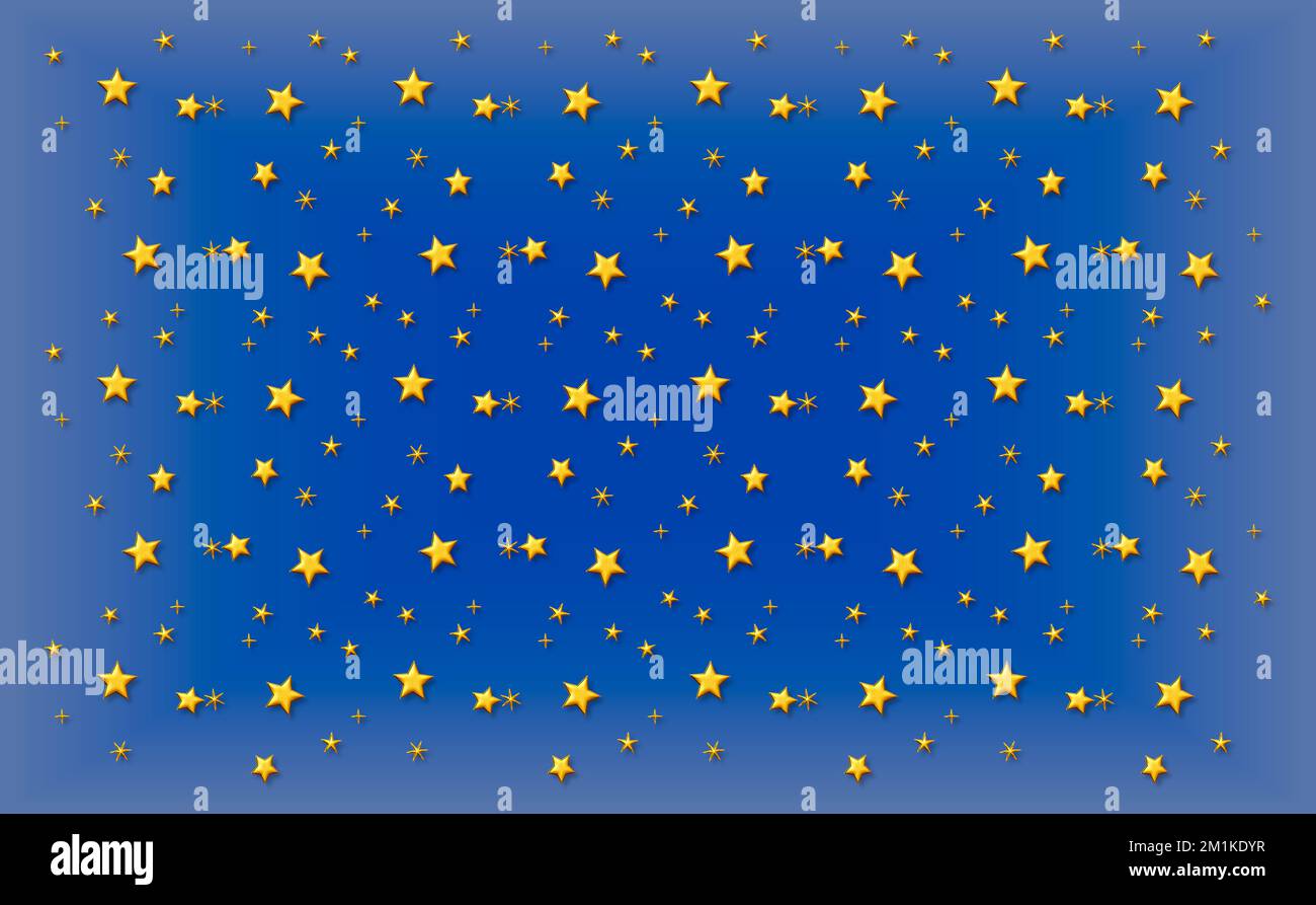 Various stars on a blue gradient background - digital illustration ...