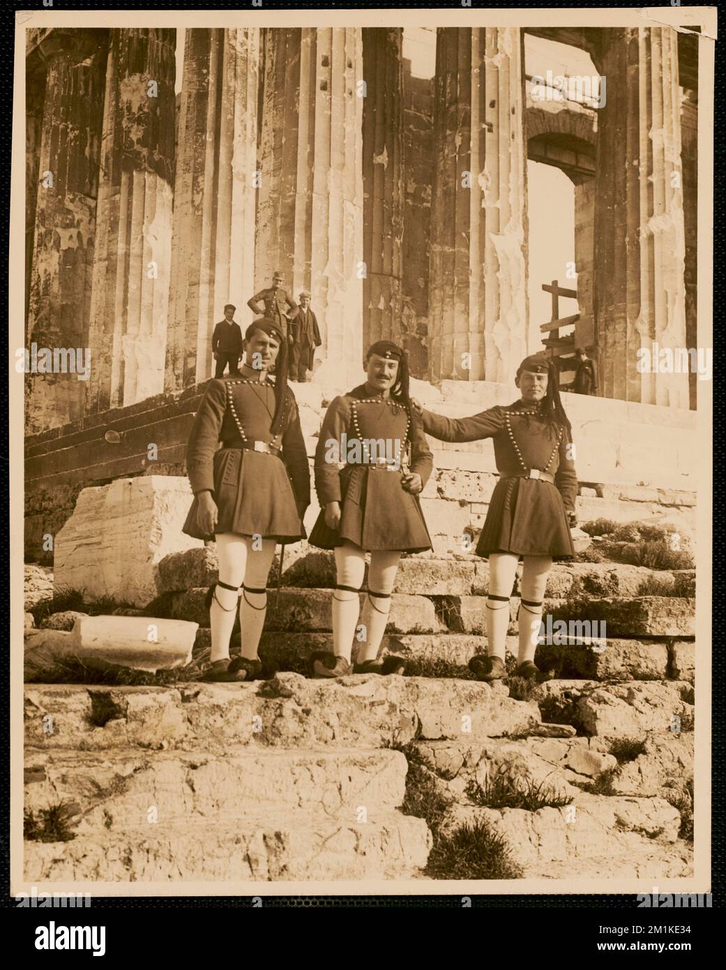 Athens. Greek soldiers in national costume , Greek temples ...