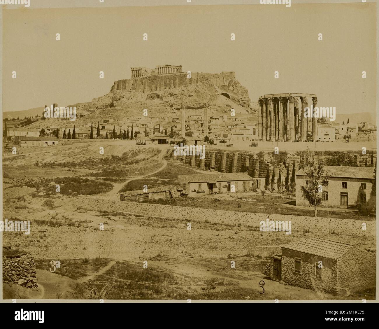 Athens, the Acropolis (or Citadel) with the Temple of Zeus Olympius on ...