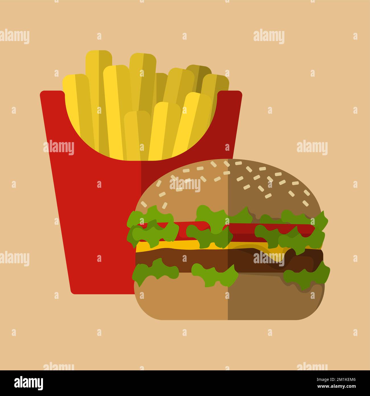 Flat design hamburger and french fries Stock Vector Image & Art - Alamy