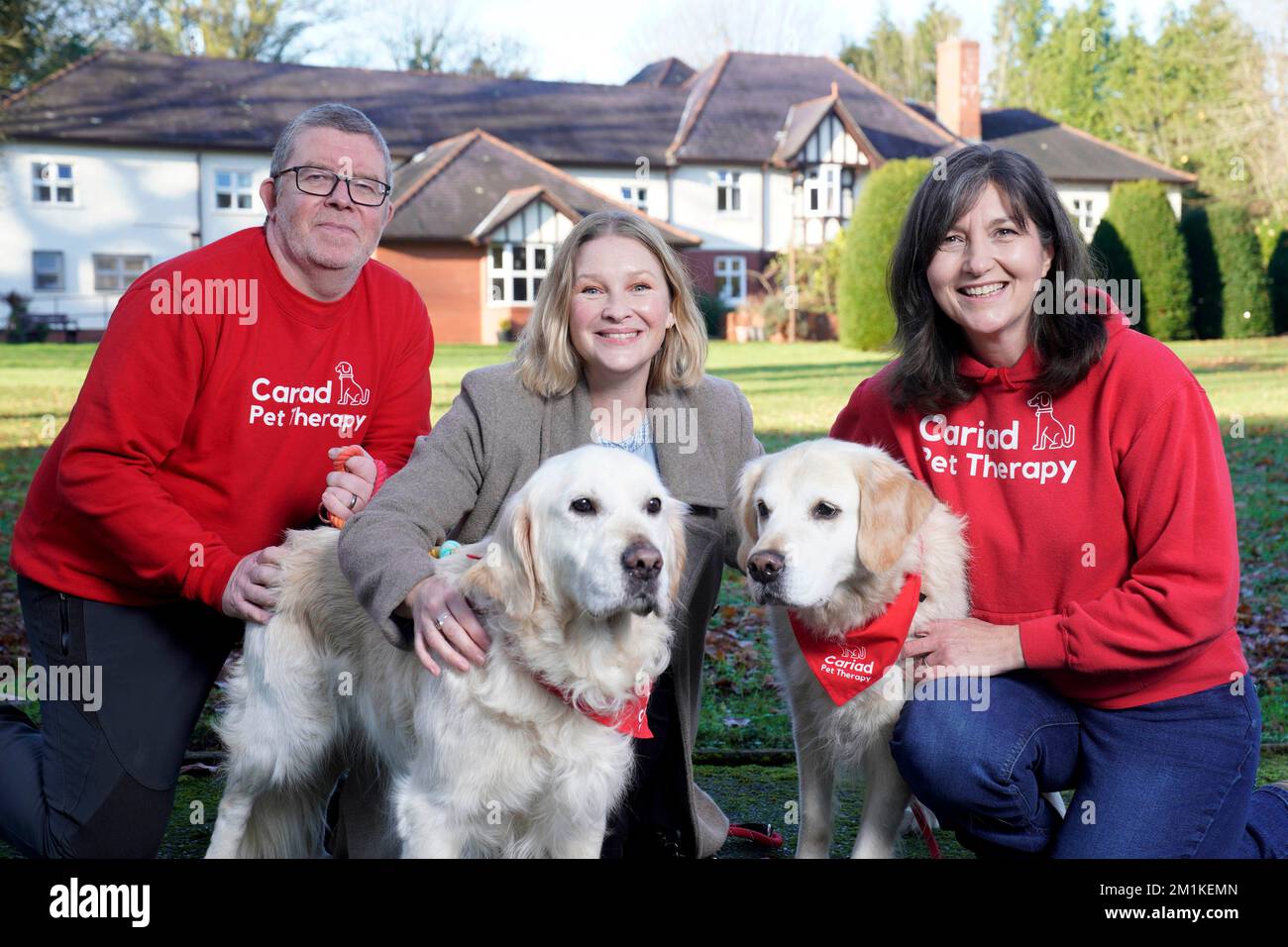 EDITORIAL USE ONLY Joanna Page (centre) with Cariad Pet Therapy ...