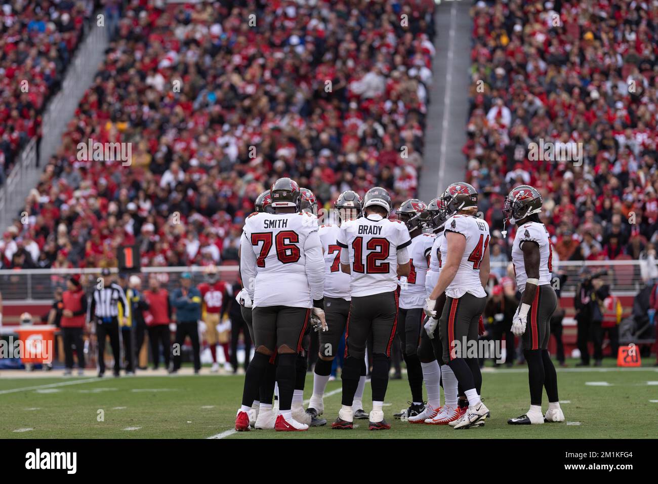 Dec 11, 2022; Santa Clara, California, USA; Tampa Bay Buccaneers huddle ...