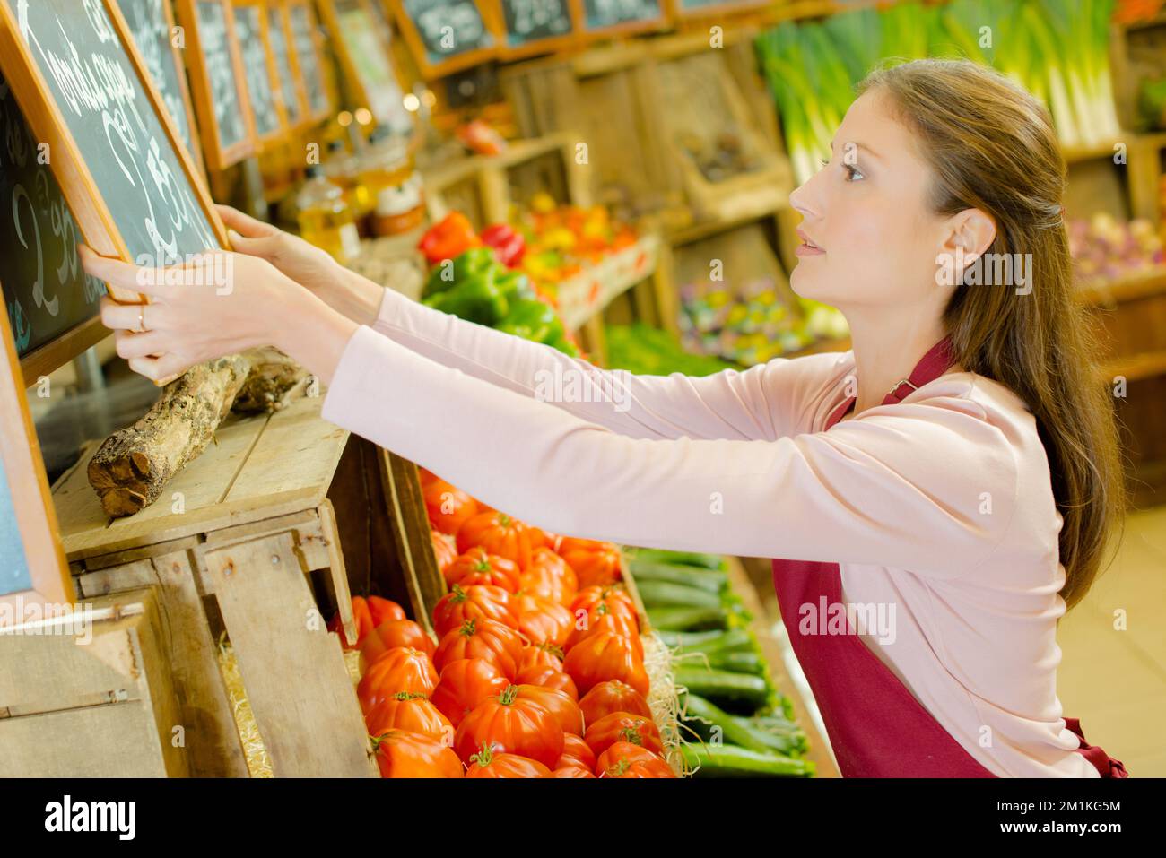 a grocer setting up shop Stock Photo - Alamy