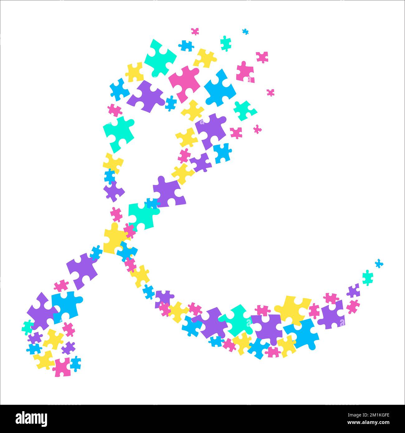 Autism awareness ribbon made of puzzle pieces icon Stock Vector Image ...