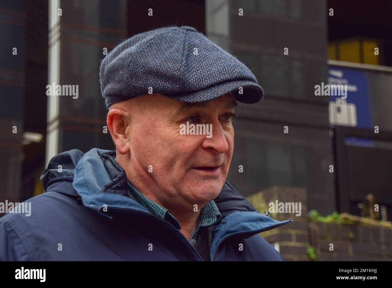 London, UK. 13th December 2022. RMT General Secretary Mick Lynch joins ...